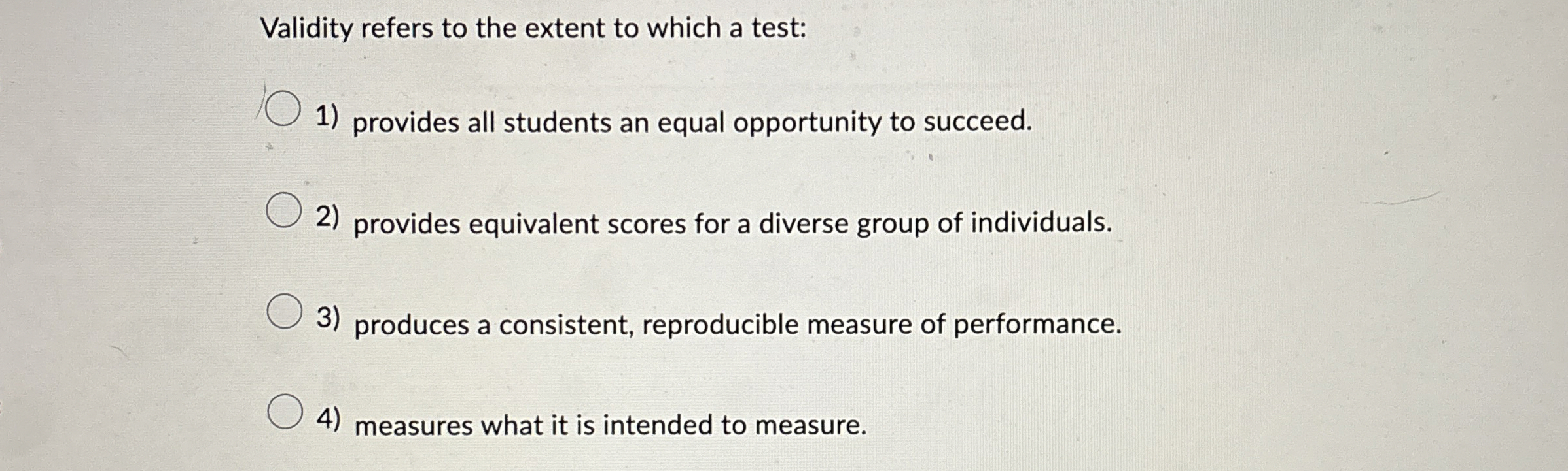 Solved Validity refers to the extent to which a | Chegg.com