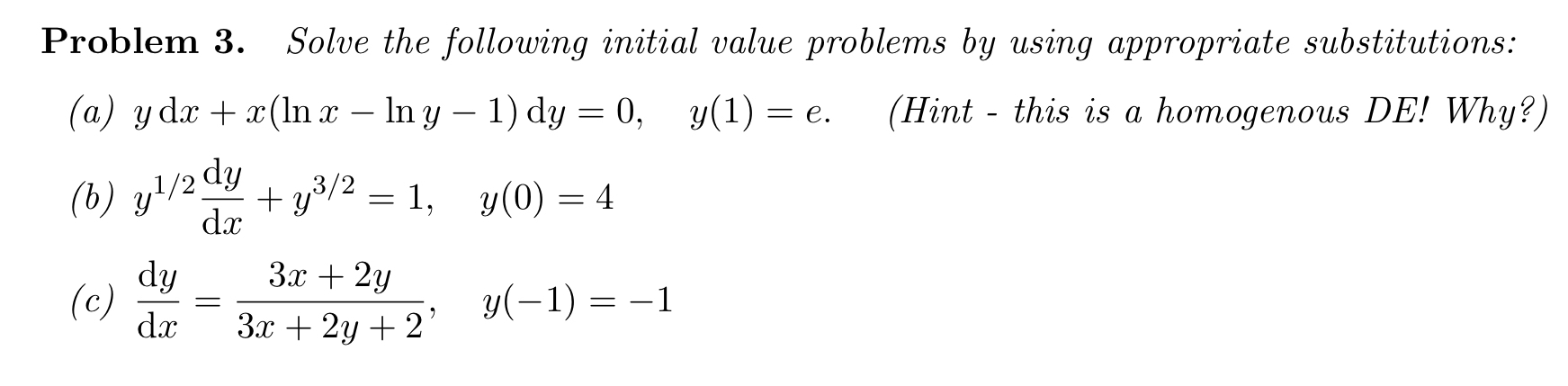 Solved Problem 3 ﻿solve The Following Initial Value 4118