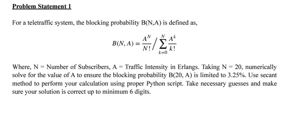 Solved For a teletraffic system, the blocking probability | Chegg.com
