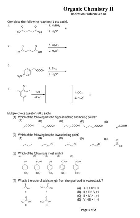 Solved Organic Chemistry II Recitation Problem Set #8 | Chegg.com Solved Organic Chemistry II Recitation Problem Set #8 | Chegg.com