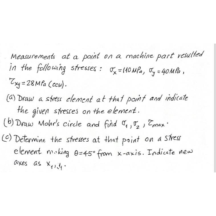 Solved Measurements at a point on a machine part resulted in | Chegg.com