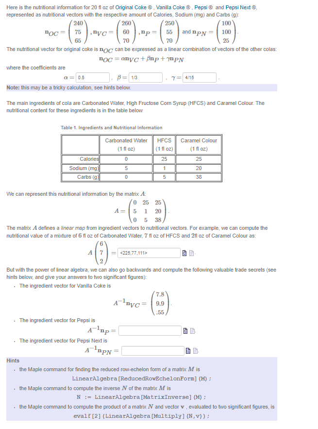 Hintsthe Maple command for finding the reduced | Chegg.com