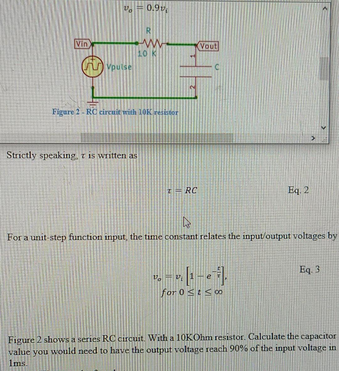 Solved u 0.9v; Vin W 10K Vout Vpulse N Figure 2 - RC circuit | Chegg.com