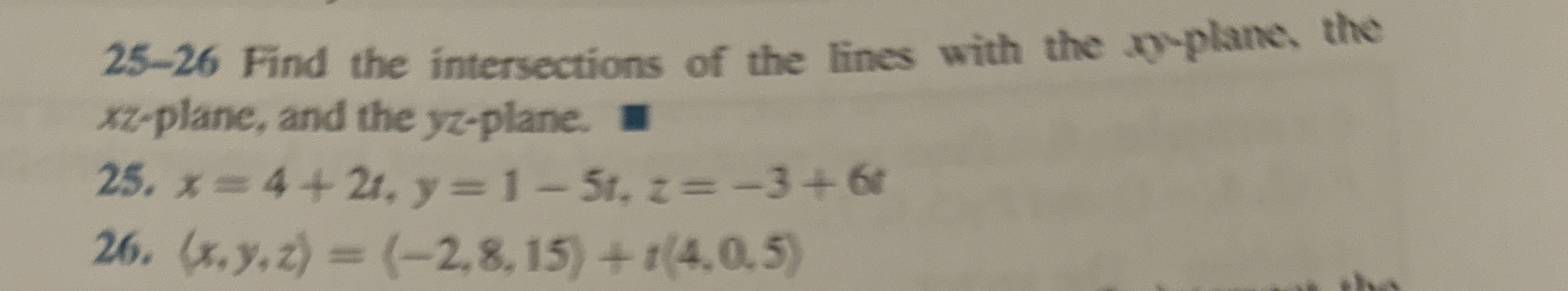 Solved 25-26 ﻿Find the intersections of the lines with the | Chegg.com