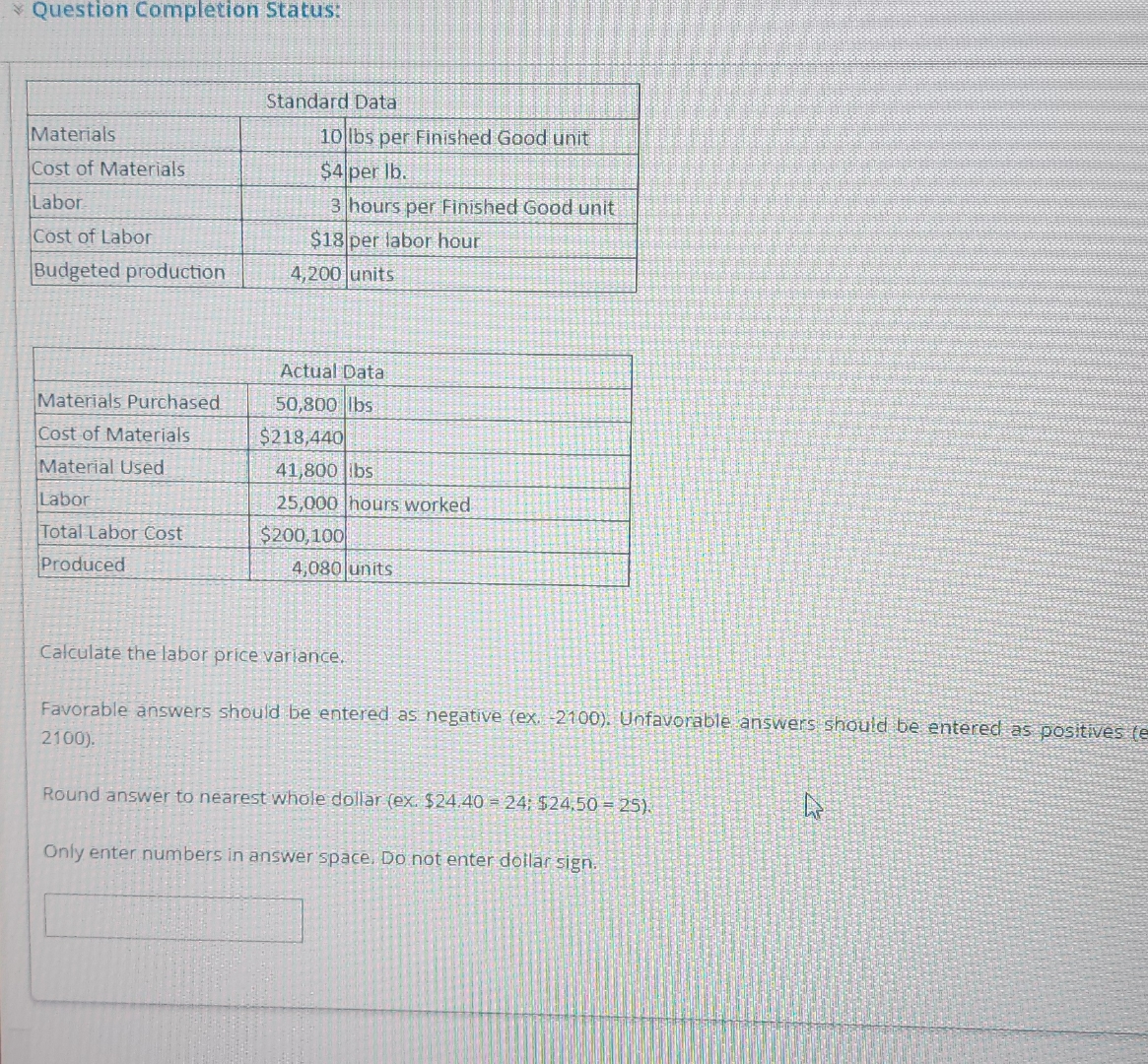Solved Question Completion Status:\table[[,Standard | Chegg.com