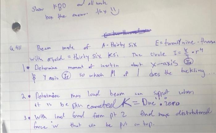 Solved all work box the anewr. thx ☺ Beam made of E= twenty | Chegg.com