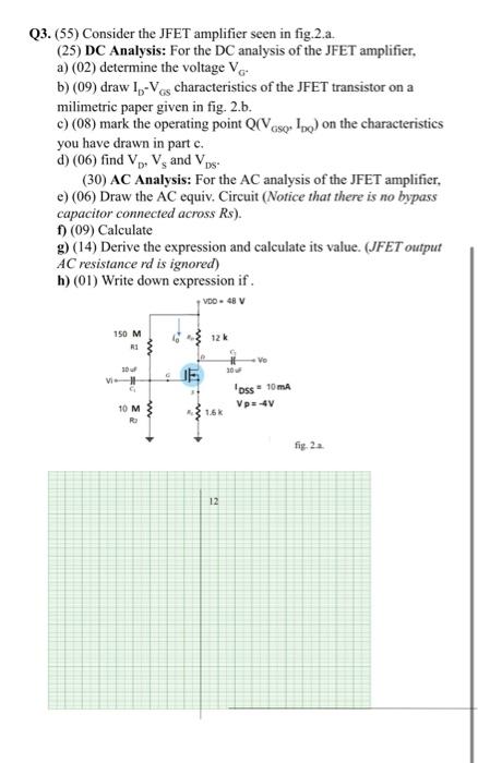 Solved Q3. (55) Consider the JFET amplifier seen in fig.2.a. | Chegg.com