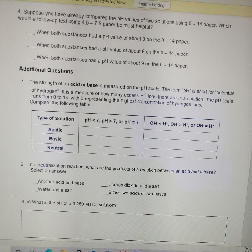 Solved Protected View Enable Editing 4. Suppose you have | Chegg.com
