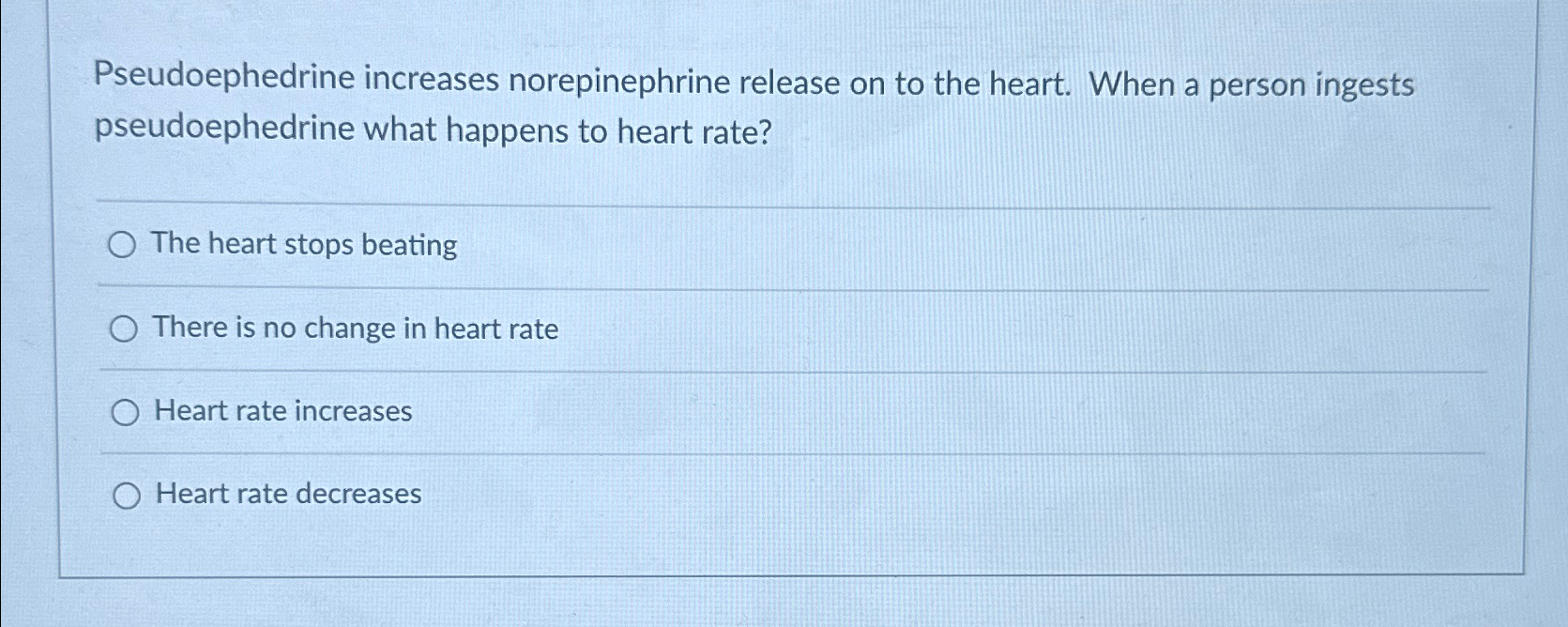 Solved Pseudoephedrine increases norepinephrine release on | Chegg.com
