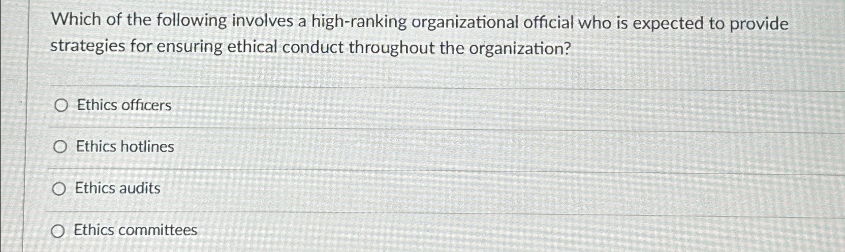 Solved Which of the following involves a high-ranking | Chegg.com