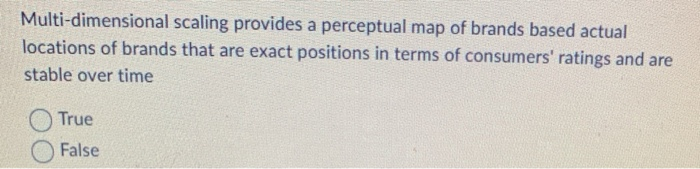 Solved Multi-dimensional scaling provides a perceptual map | Chegg.com