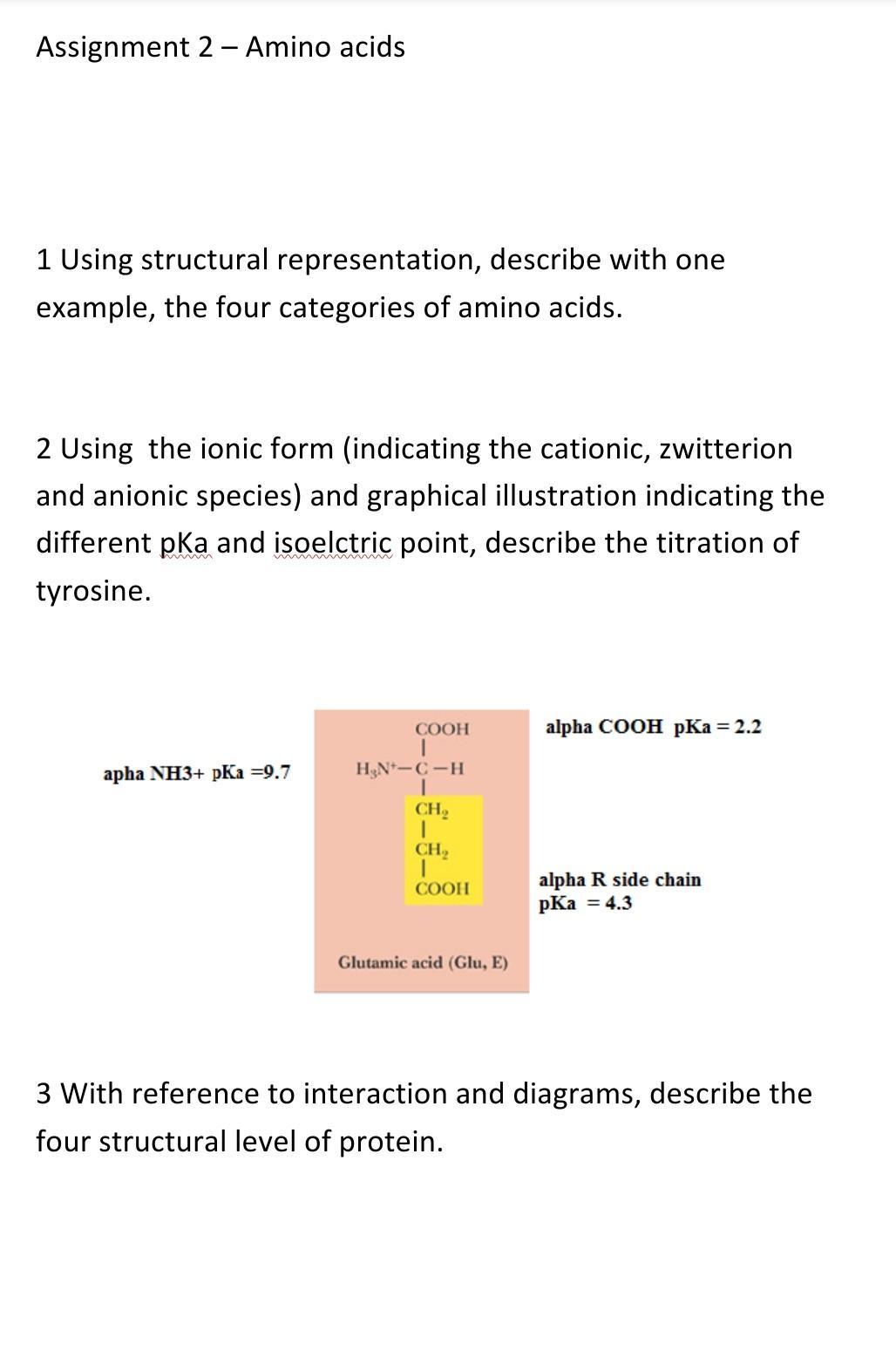 Solved Assignment 2 - Amino acids 1 Using structural | Chegg.com