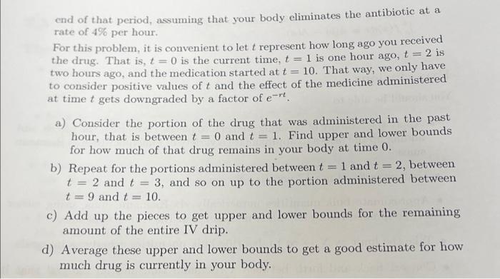Solved Drug Titers: When you take an antibiotic, the | Chegg.com