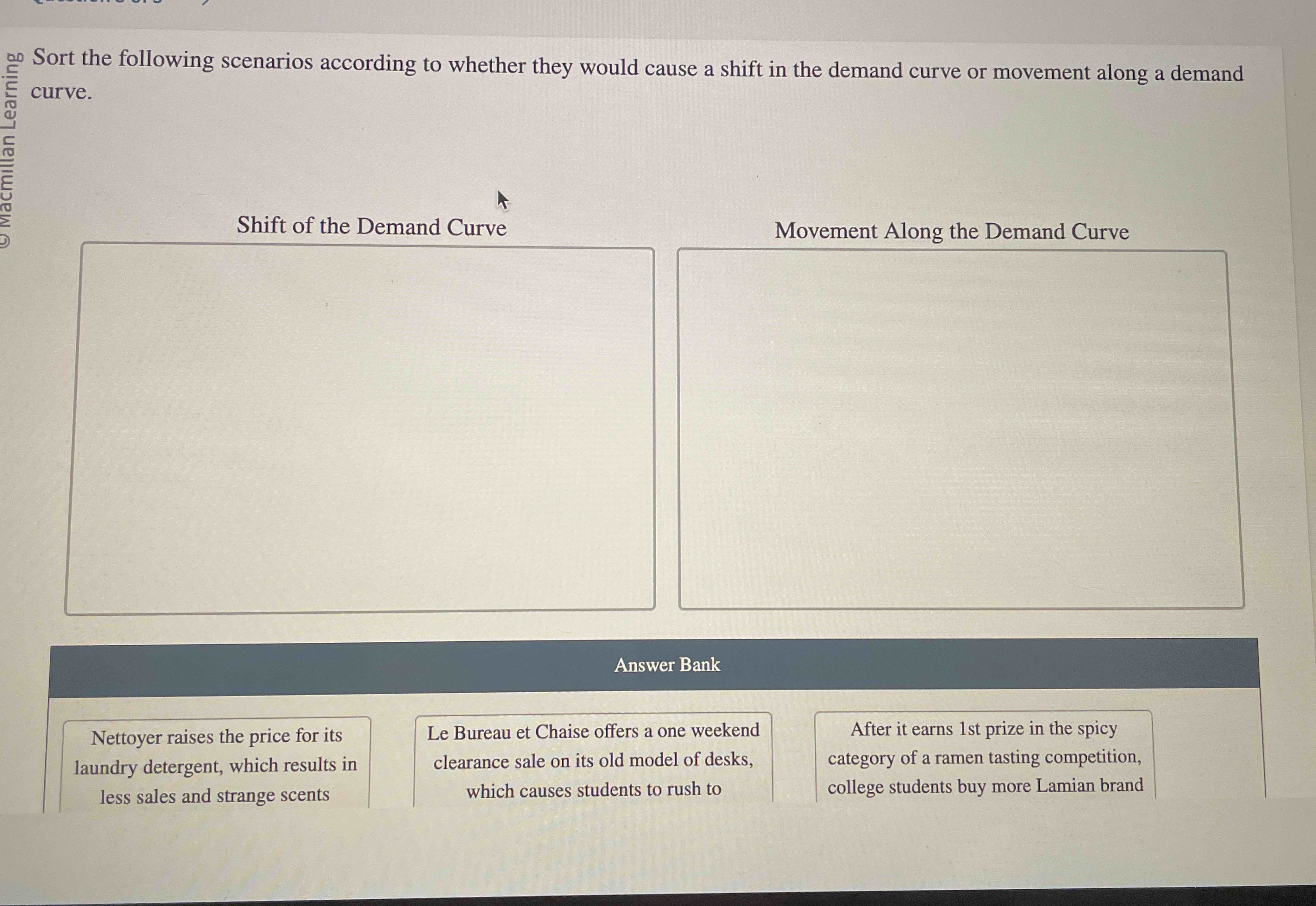 Solved Sort the following scenarios according to whether | Chegg.com