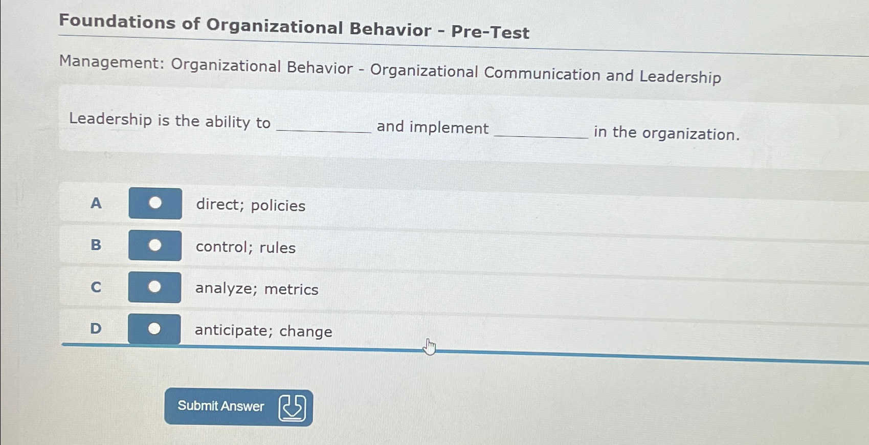 Solved Foundations of Organizational Behavior - | Chegg.com