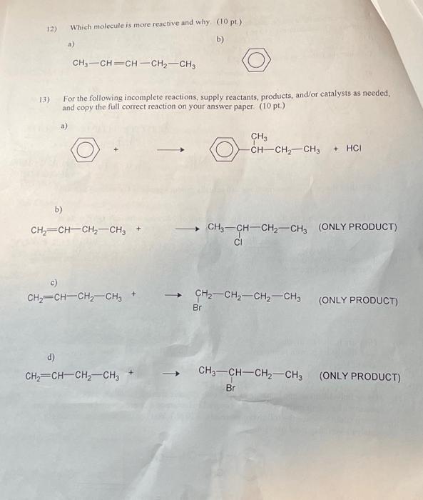 Solved Using only 1-butene and benzene as your only organic | Chegg.com