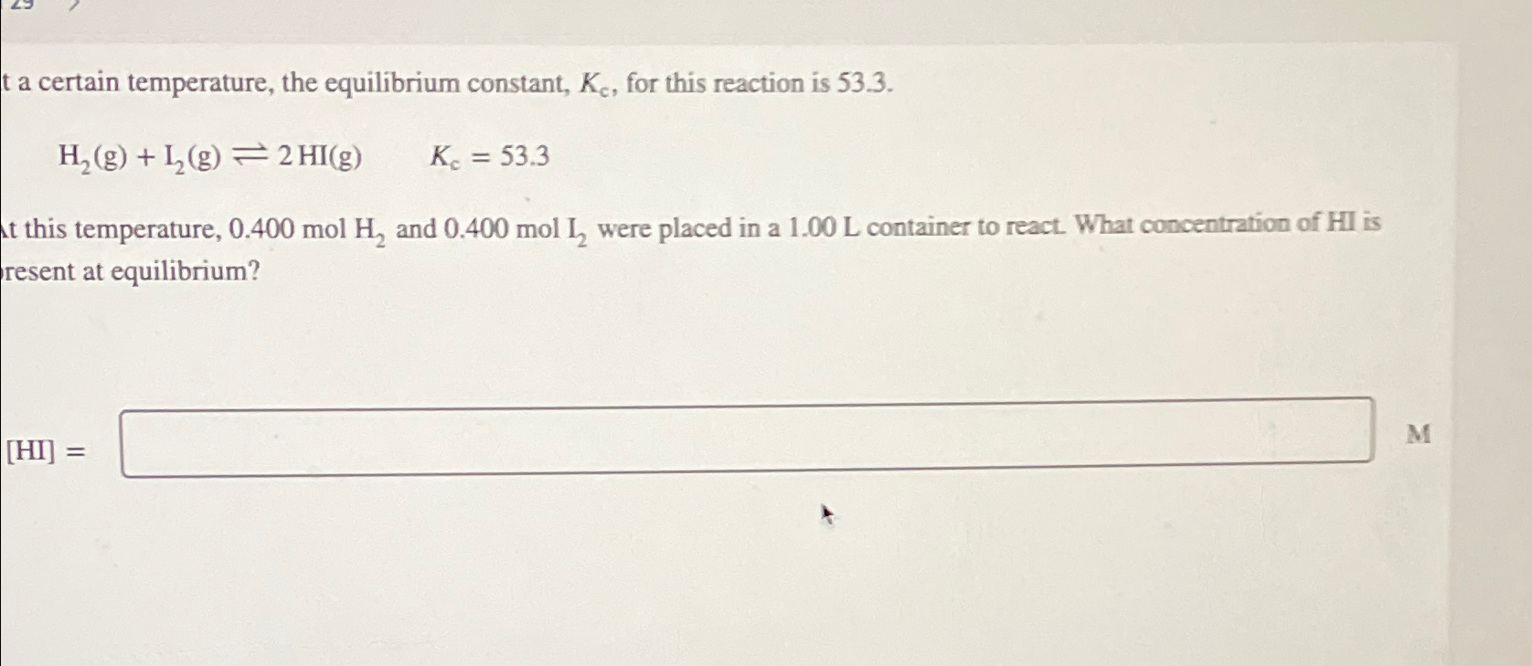 Solved t a certain temperature, the equilibrium constant, | Chegg.com