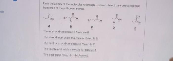 Solved Rank the acidity of the molecules A through E, shown. | Chegg.com