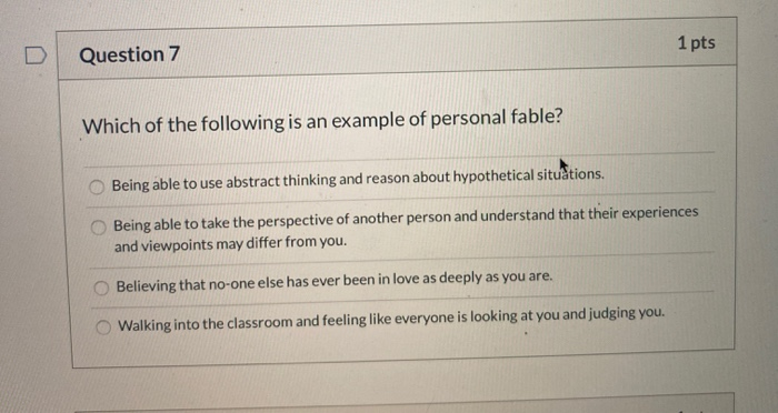 Solved 1 pts Question 7 Which of the following is an example | Chegg.com