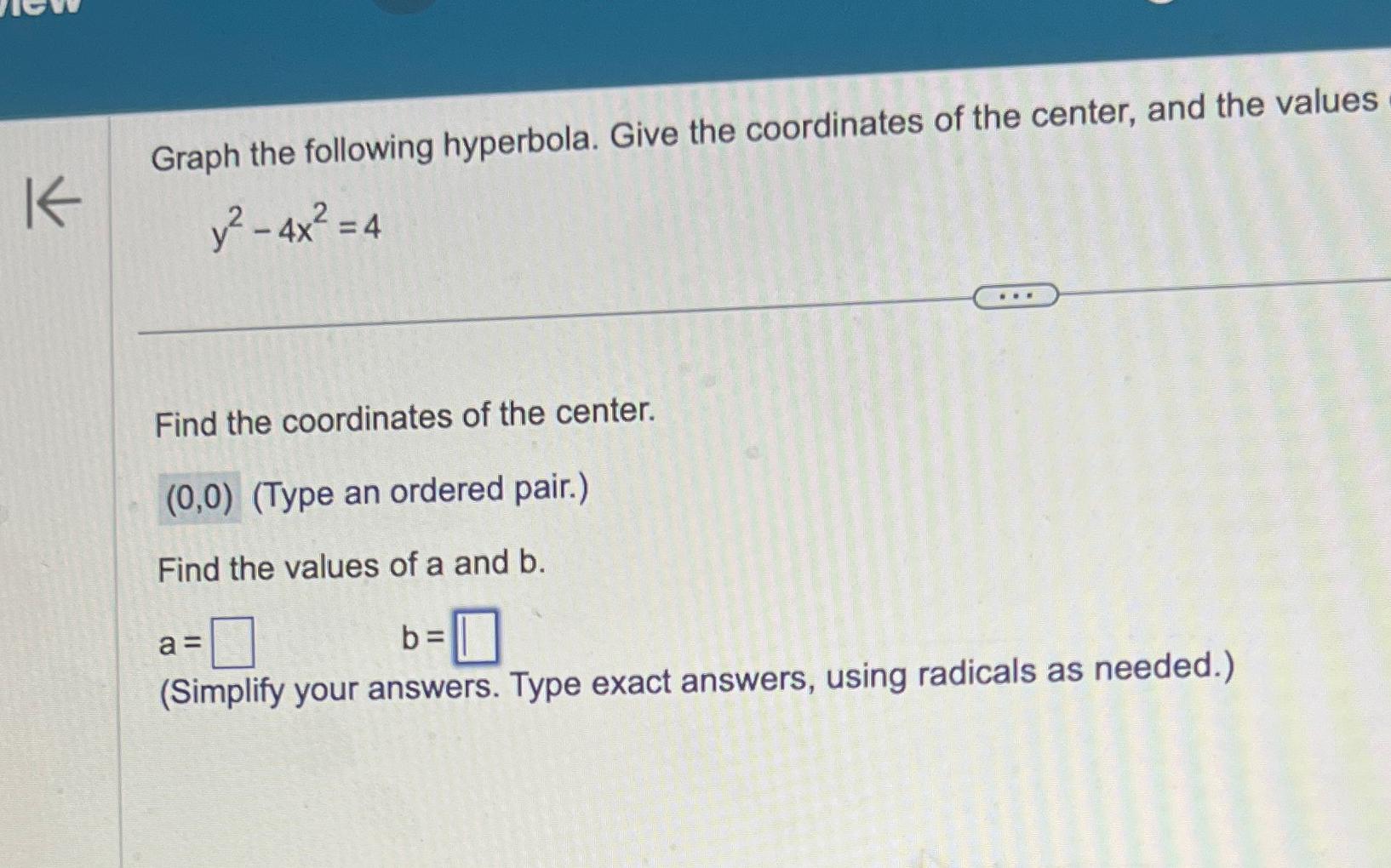 Solved Graph the following hyperbola. Give the coordinates | Chegg.com