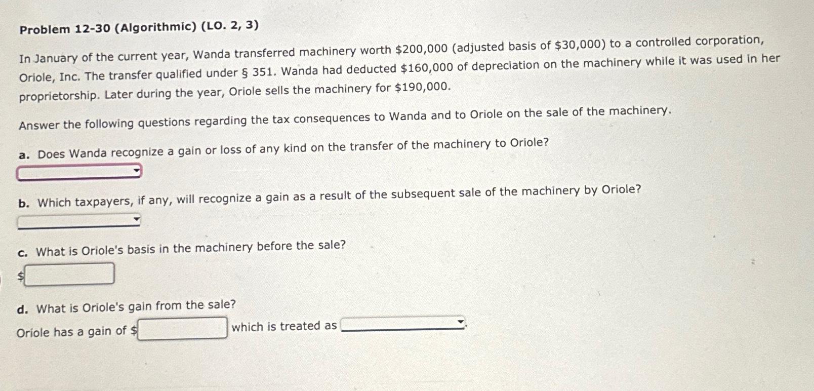 Solved Problem 12-30 (Algorithmic) (LO. 2, 3)\\nIn January | Chegg.com