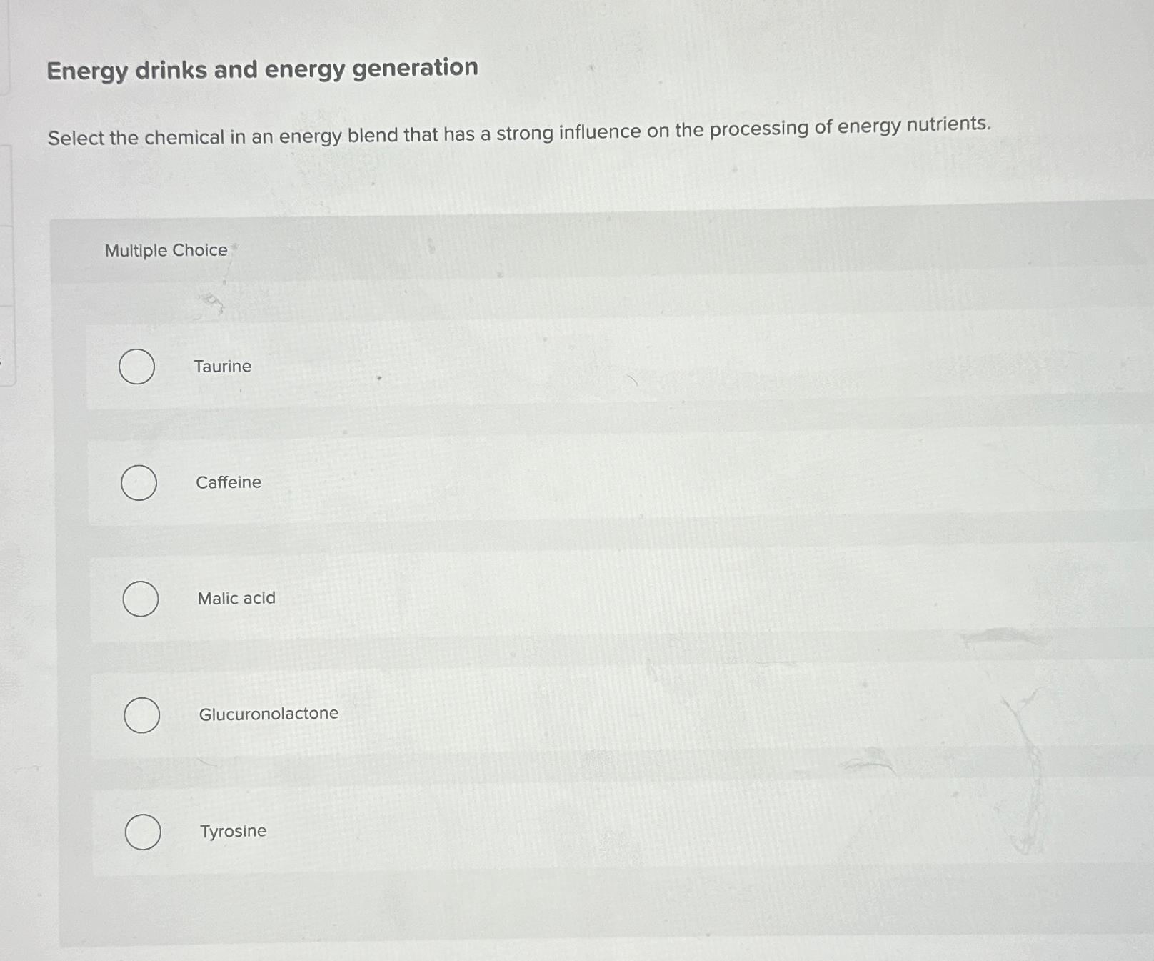 Solved Energy drinks and energy generationSelect the | Chegg.com