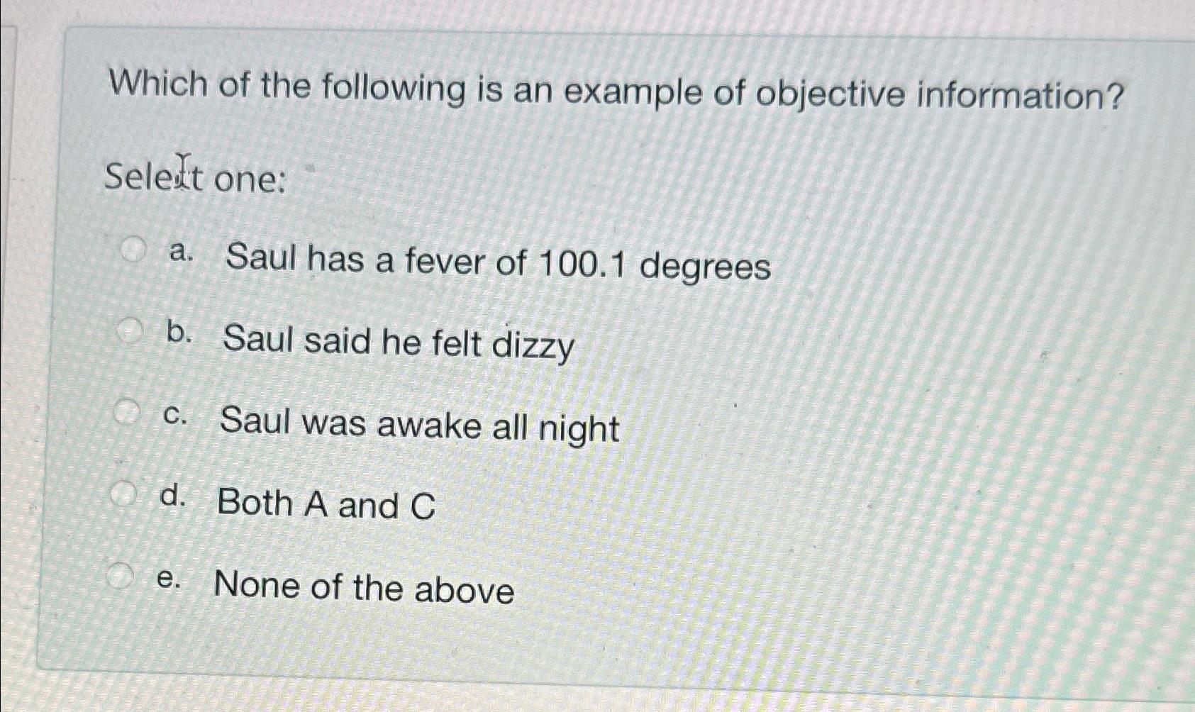 Solved Which of the following is an example of objective | Chegg.com