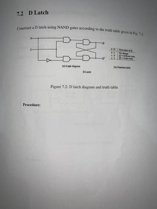 Solved 7.1 SR Latch Construct a SR latch using NAND gates | Chegg.com