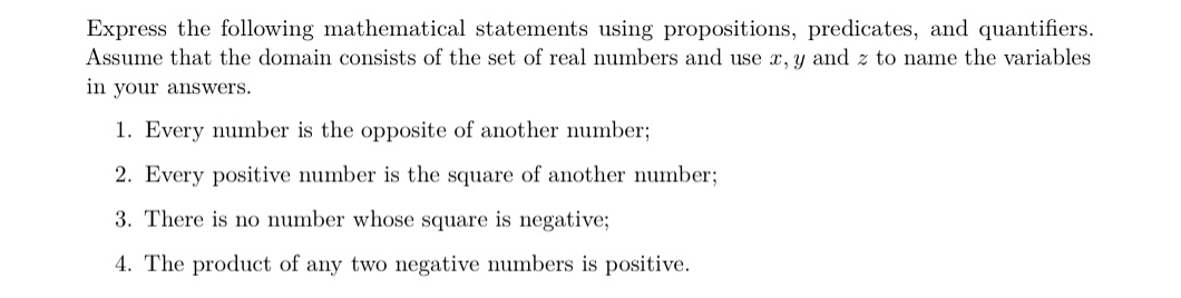Express the following mathematical statements using | Chegg.com