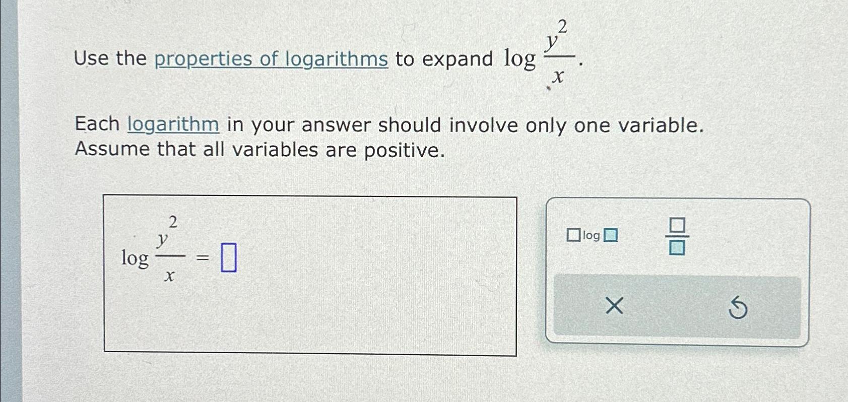 Solved Use the properties of logarithms to expand | Chegg.com
