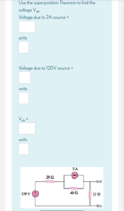 Solved Use the superposition Theorem to find the voltage Vab | Chegg.com