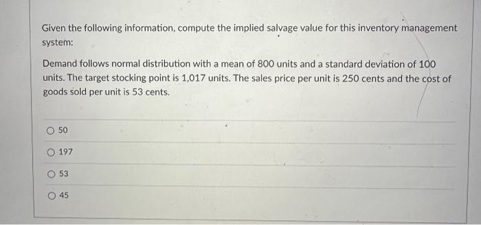 Solved Given the following information, compute the implied | Chegg.com