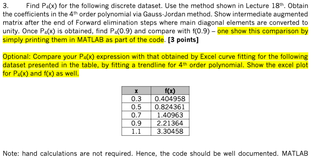 Solved Find P4(x) ﻿for the following discrete dataset. Use | Chegg.com
