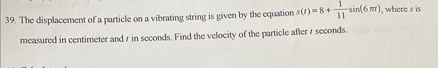 Solved The displacement of a particle on a vibrating string | Chegg.com