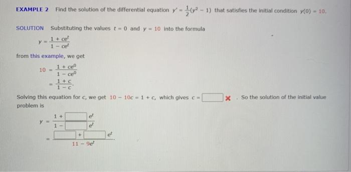 Solved EXAMPLE 2 Find the solution of the differential | Chegg.com