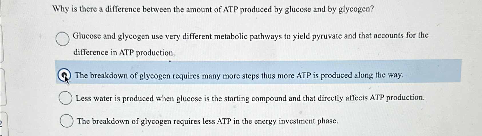 Solved Why is there a difference between the amount of ATP | Chegg.com