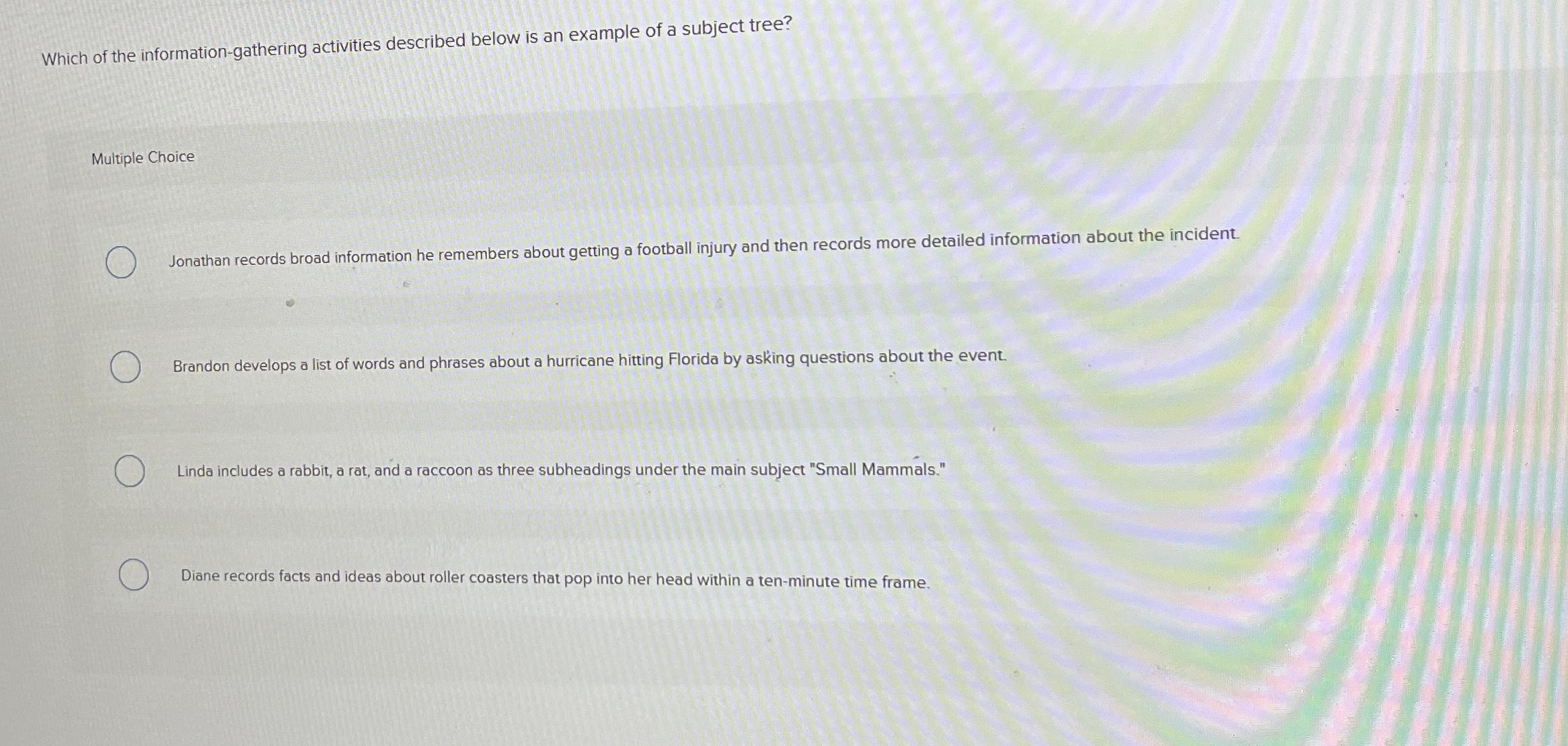 Solved Which of the information-gathering activities | Chegg.com