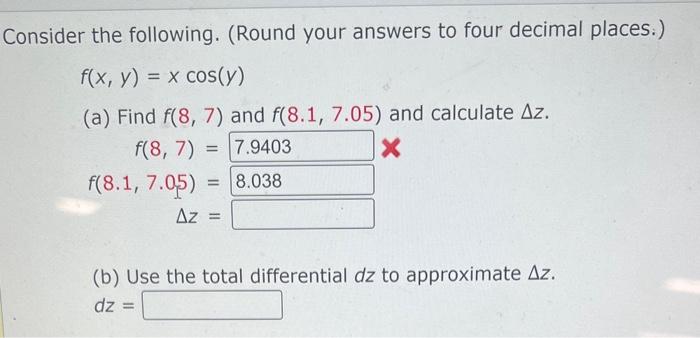 Solved Consider the following. (Round your answers to four | Chegg.com