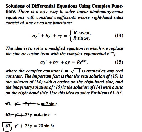 Solutions of differential equation using complex | Chegg.com