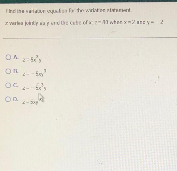 Solved Find the variation equation for the variation | Chegg.com