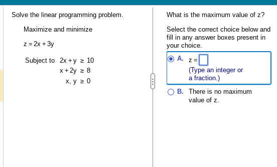 Solved Solve the linear programming problem.Maximize and | Chegg.com