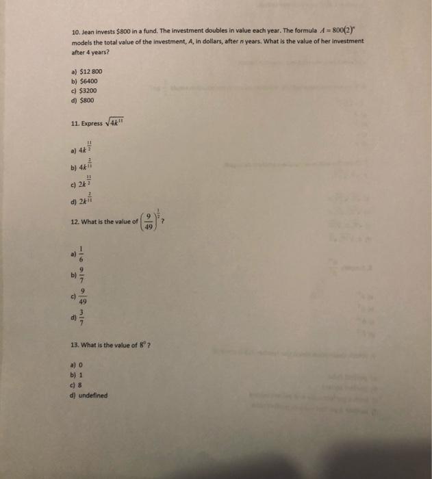 Solved 22 Math 10C: Unit 3 Answer Sheet Multiple Choice 1. | Chegg.com