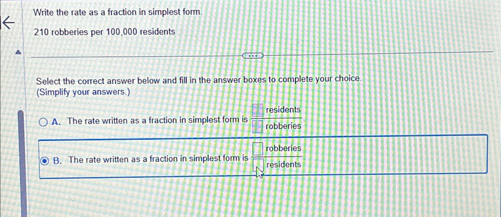Solved Write the rate as a fraction in simplest form.210 | Chegg.com