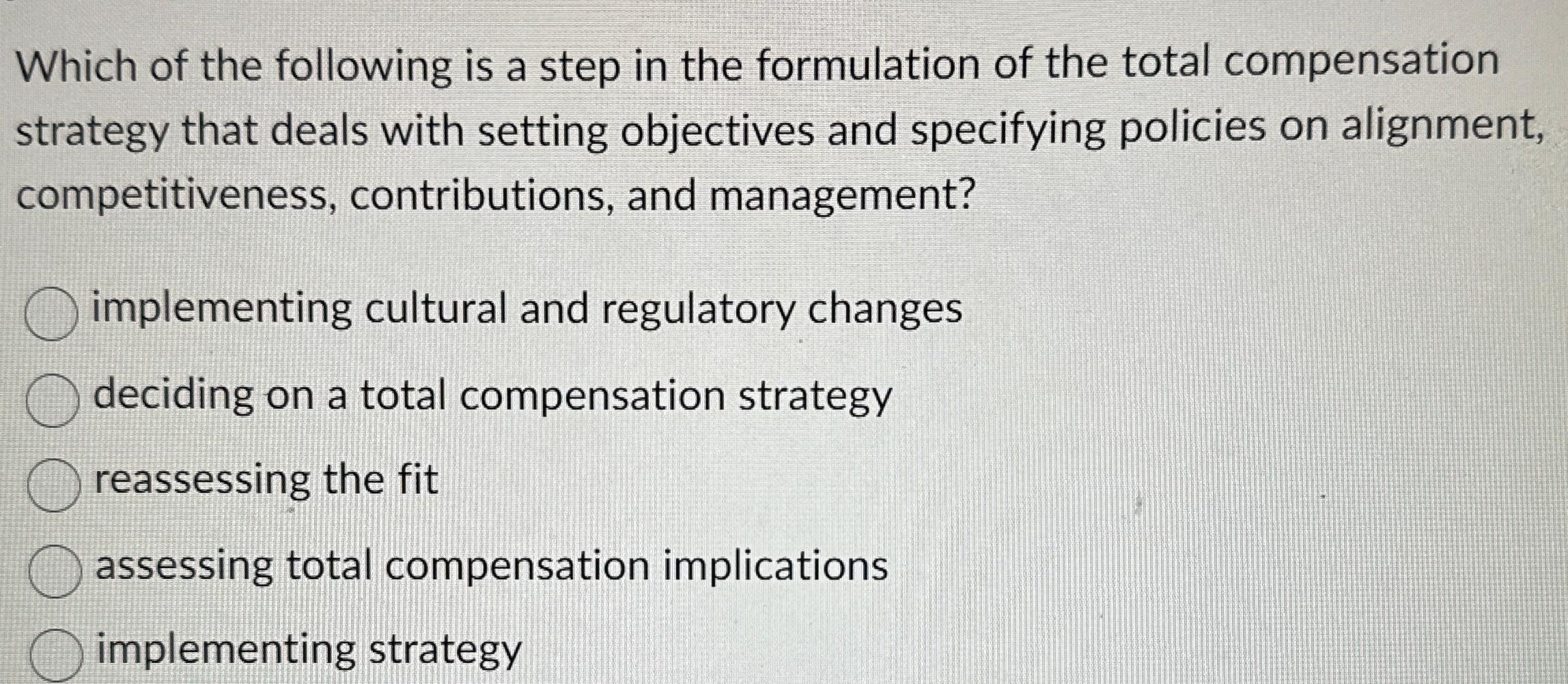 Solved Which of the following is a step in the formulation | Chegg.com