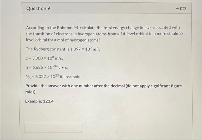 Solved According to the Bohr model, calculate the total | Chegg.com