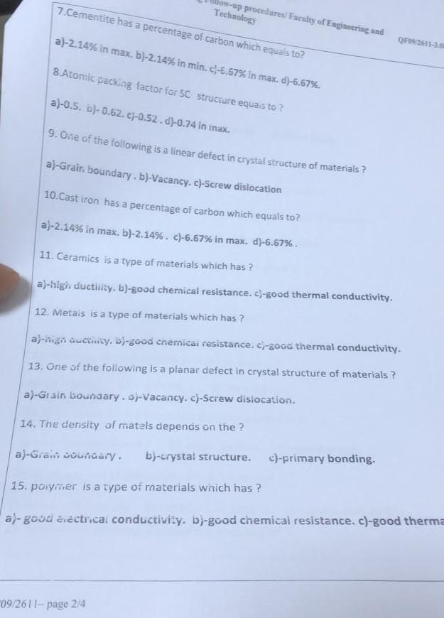 Solved First Question Choose The Correct Answer Of The