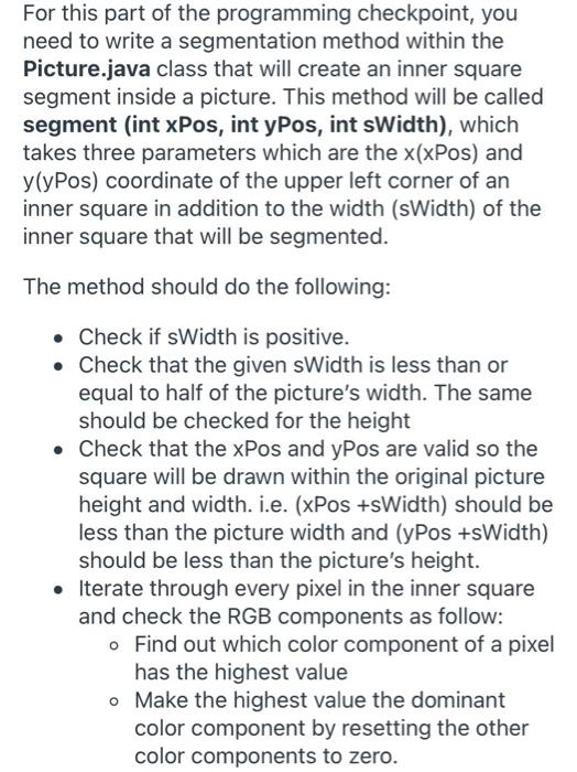 For this part of the programming checkpoint, you need | Chegg.com