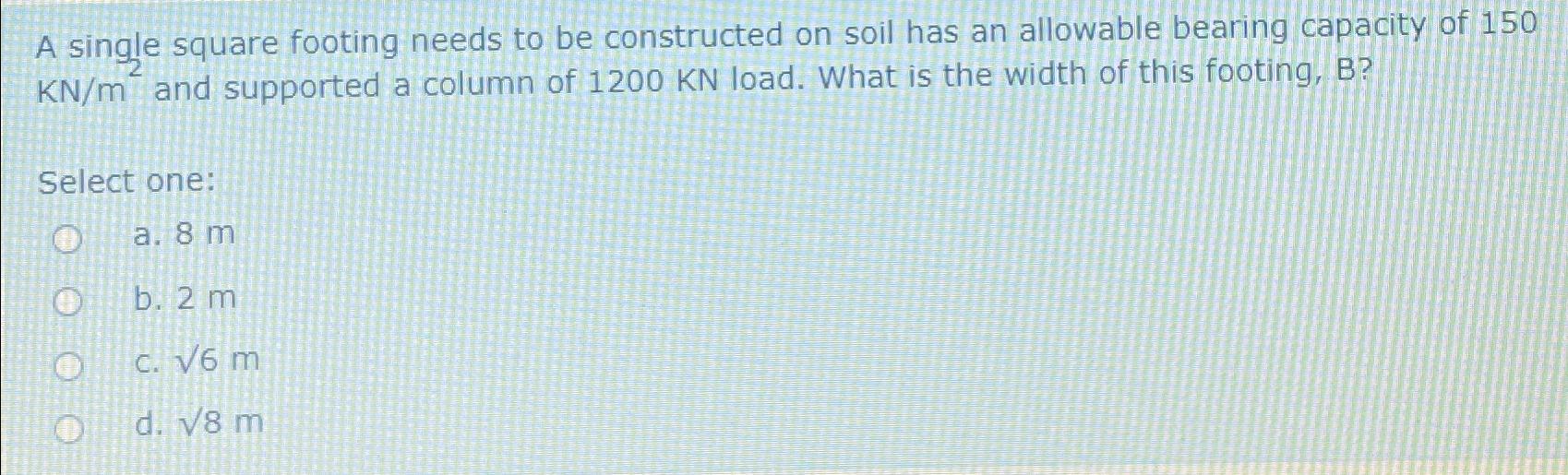 Solved A single square footing needs to be constructed on | Chegg.com