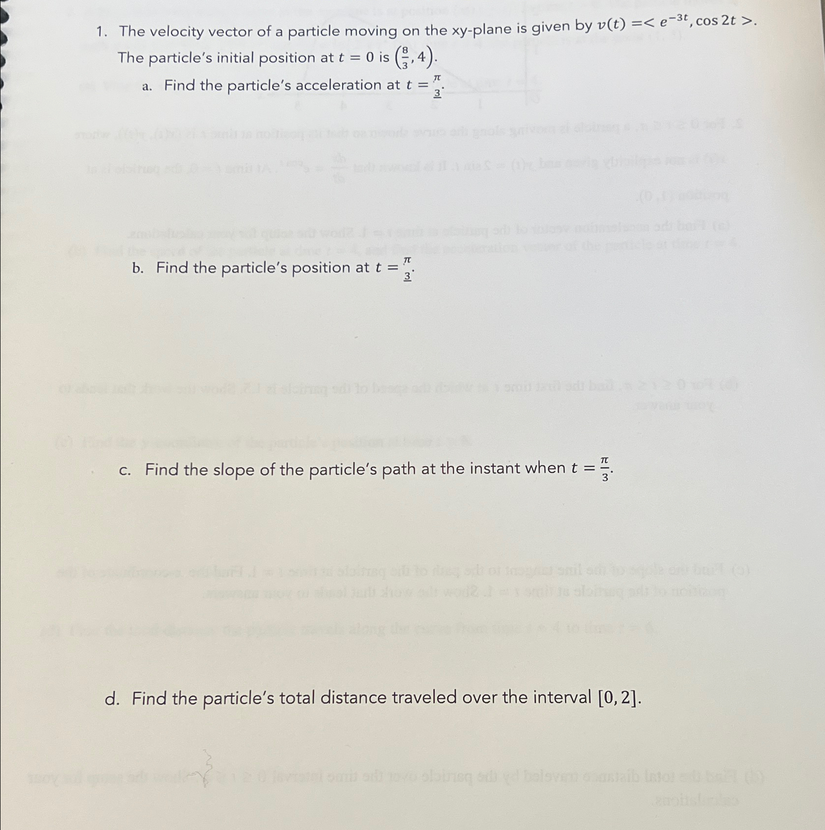 Solved The velocity vector of a particle moving on the | Chegg.com