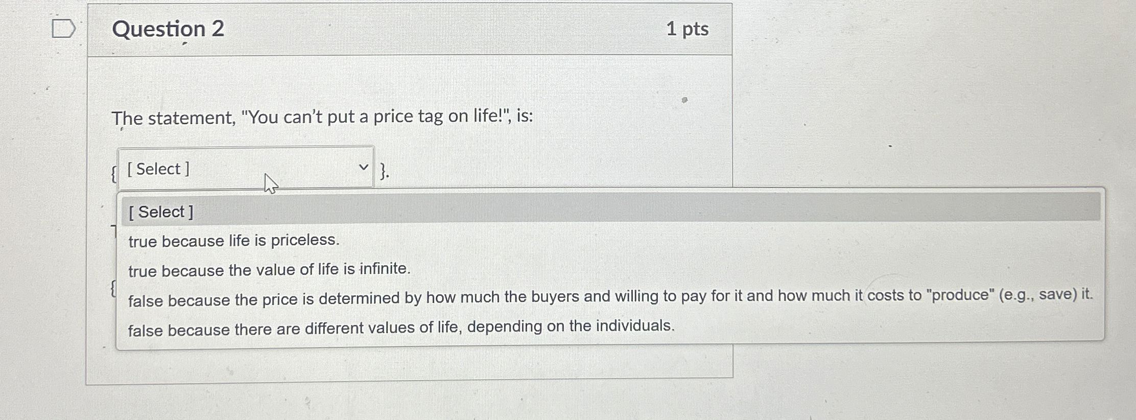 Solved Question 21 ﻿ptsThe statement, "You can't put a price | Chegg.com